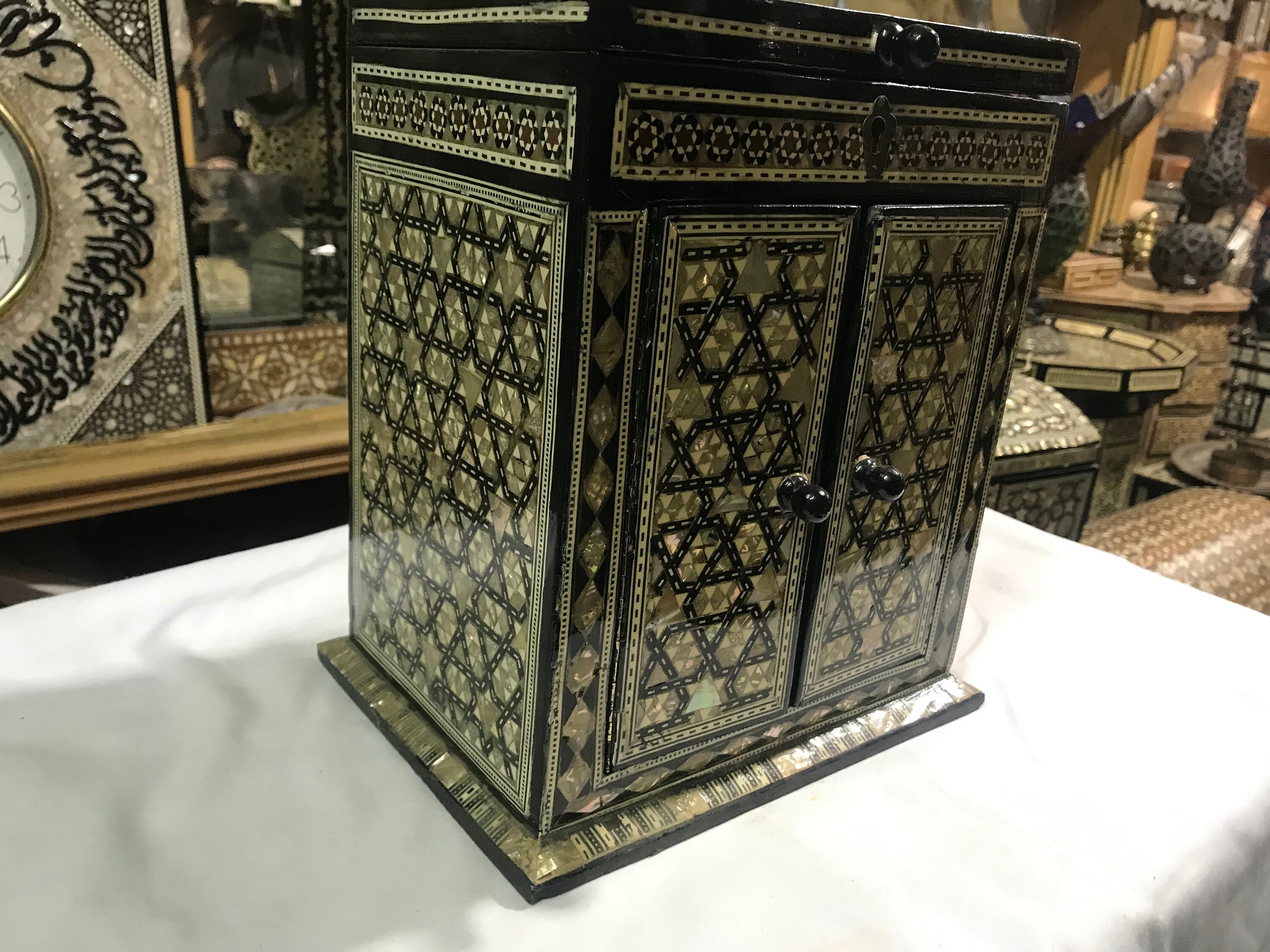 Vintage Egyptian Wood Jewelry Box Inlaid Mother of Pearl - Etsy