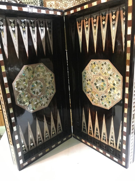 16.8 inch Vintage handmade Backgammon & chess Board Egyptian | Etsy