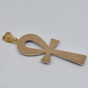 09m Ancient Egyptian Jewelry Ankh Cross Key of Life 18K Gold Pendant ...