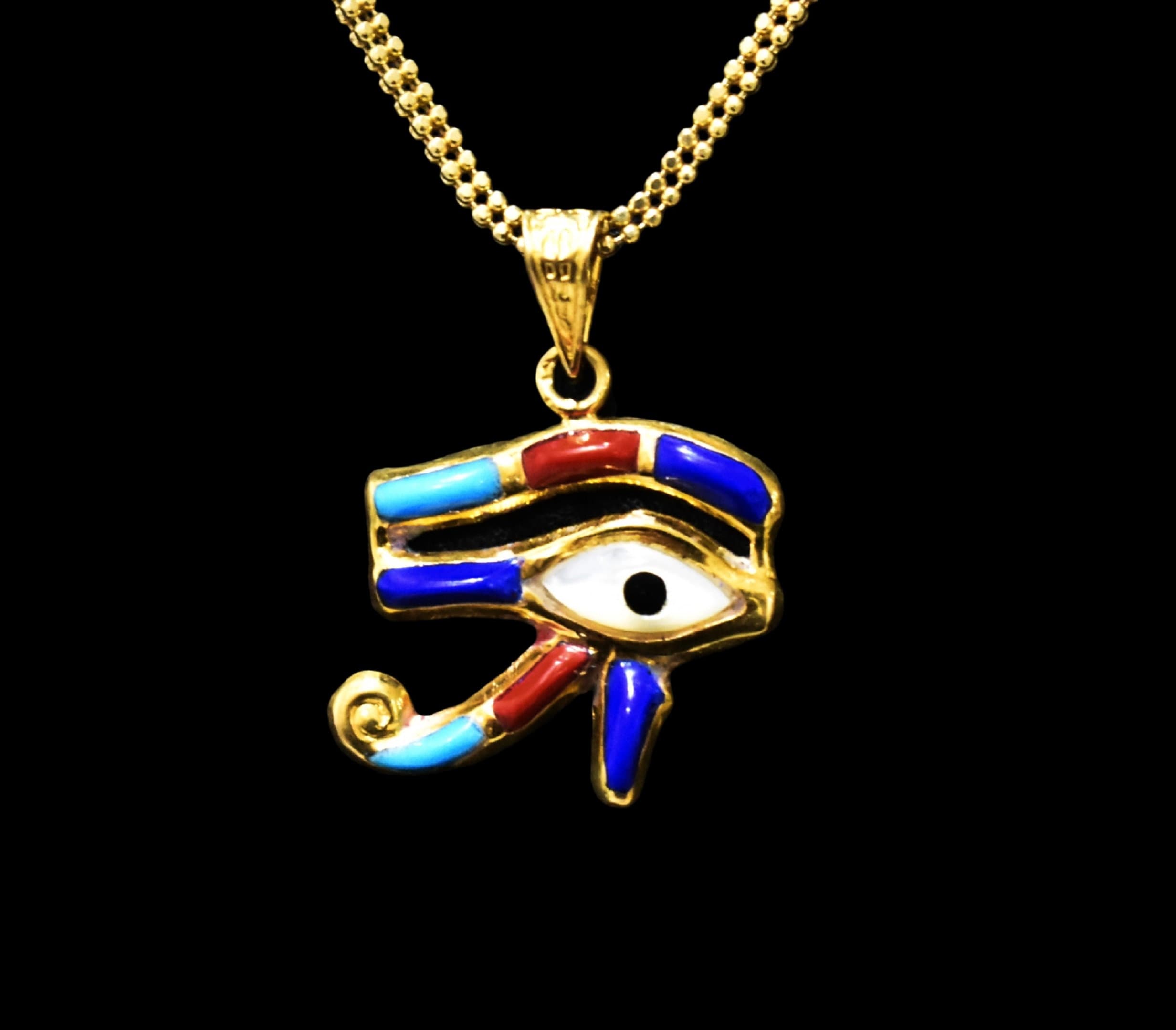 4A Egyptian Jewelry Pendant Eye of Horus 18K Yellow Gold - Etsy