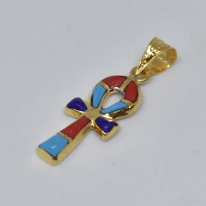 10m Ancient Egyptian Jewelry Ankh Cross Key of Life 18K Gold Pendant ...