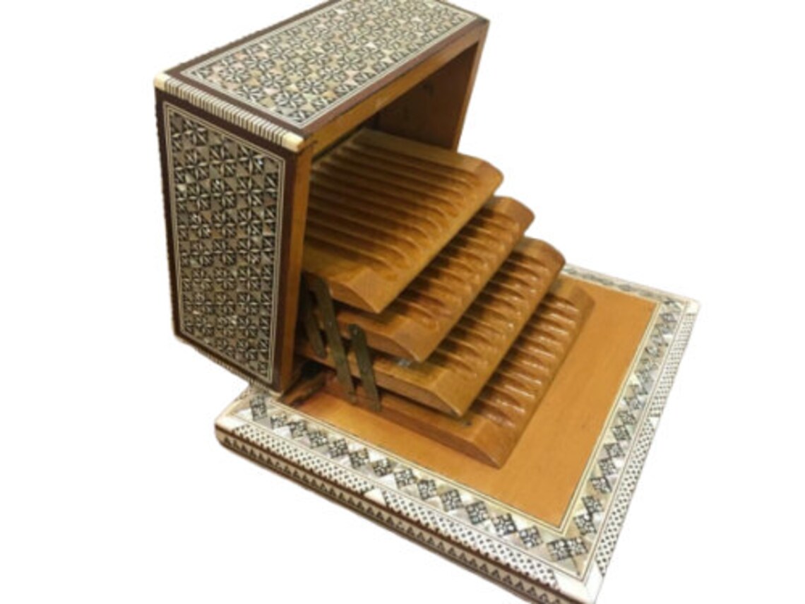 Vintage Egyptian Wood Cigarette Box Inlaid Mother of Pearl - Etsy