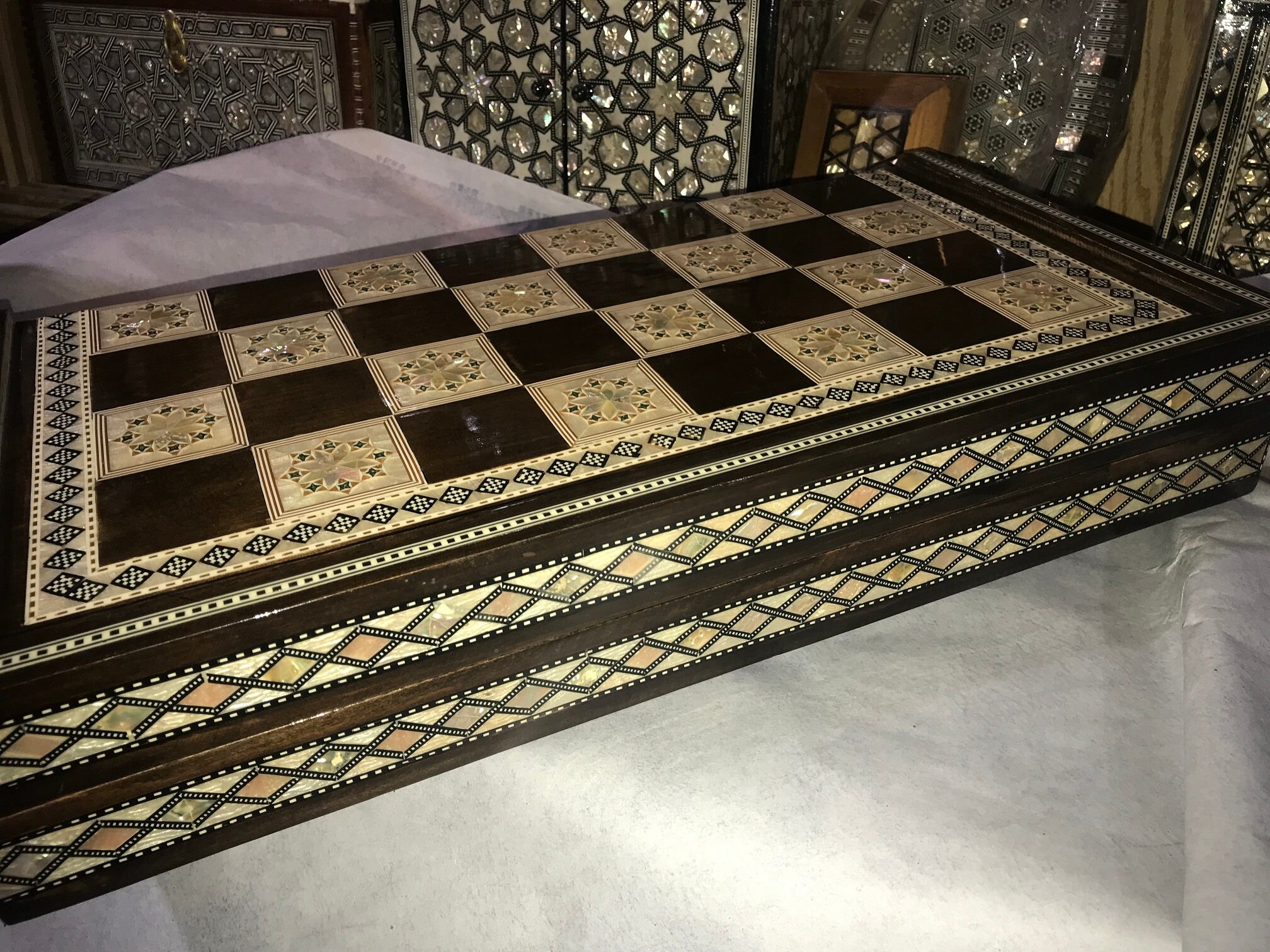 21 Inch Vintage Backgammon & Chess Board Egyptian Wood Inlaid | Etsy