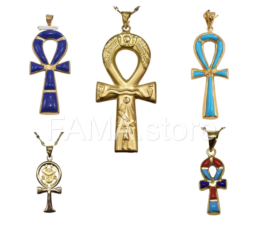 Egyptian Handmade Ankh Cross Key of Life 18K Solid Yellow Gold Pendant ...