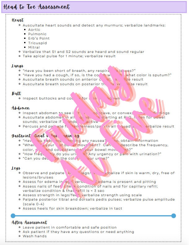 Nursing School: Head-to-toe Assessment Bundle - Etsy