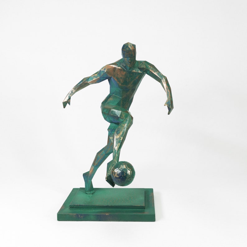 Soccer Player Figurine Geometric Footballer Sculpturemale - Etsy