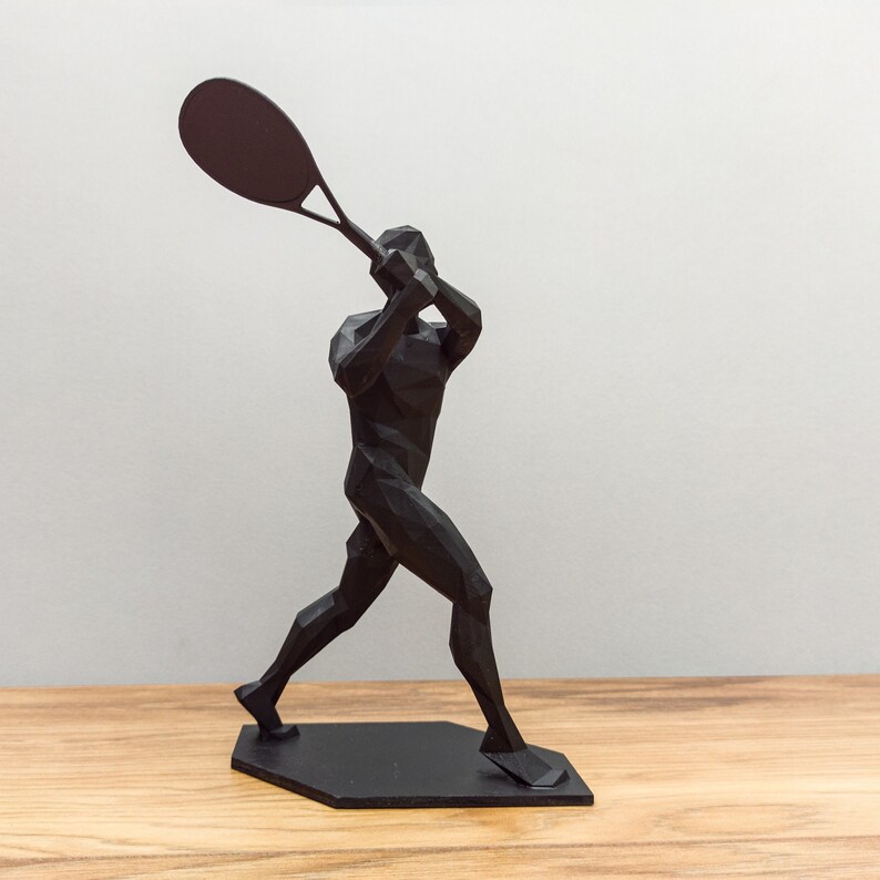 Unique Geometric Tennis Player Figurine 7.5 Inch Male - Etsy