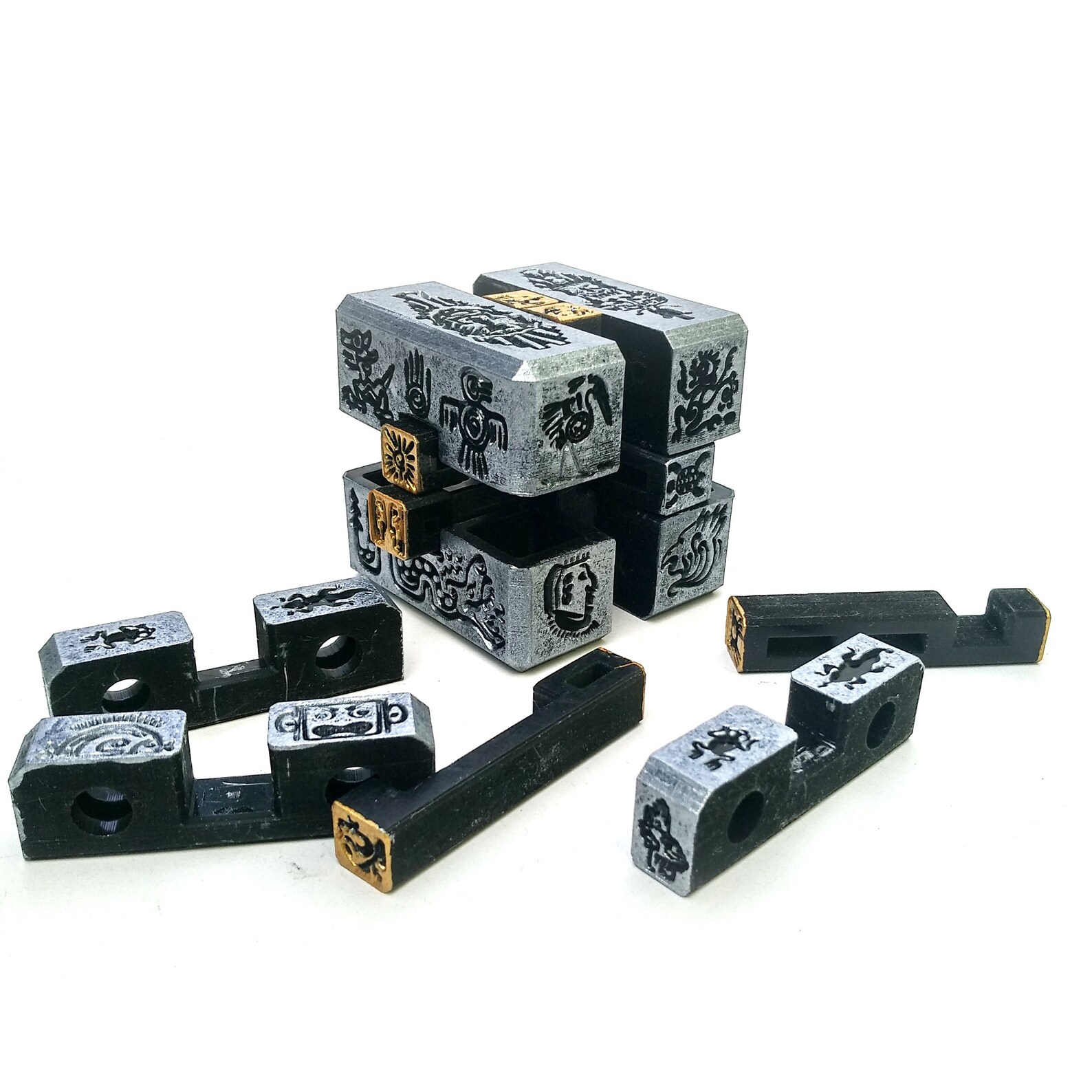 Aztec Interlocking Puzzle 3D Printed Brain Teaser Burr Cube | Etsy UK