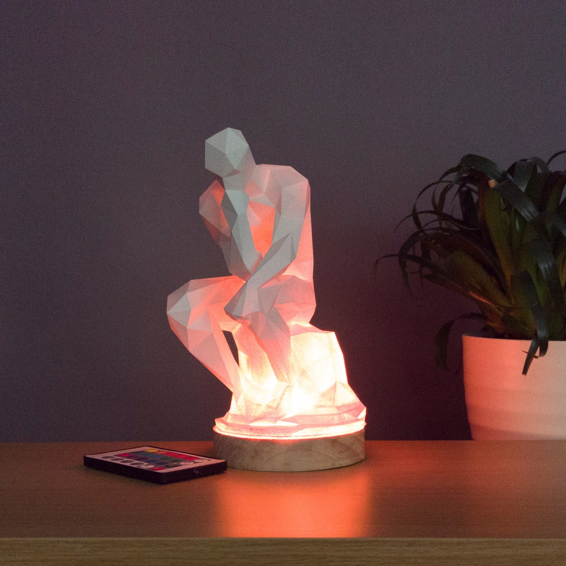 The Thinker Desk LED Lamp With Remote 3D Printed Colour - Etsy