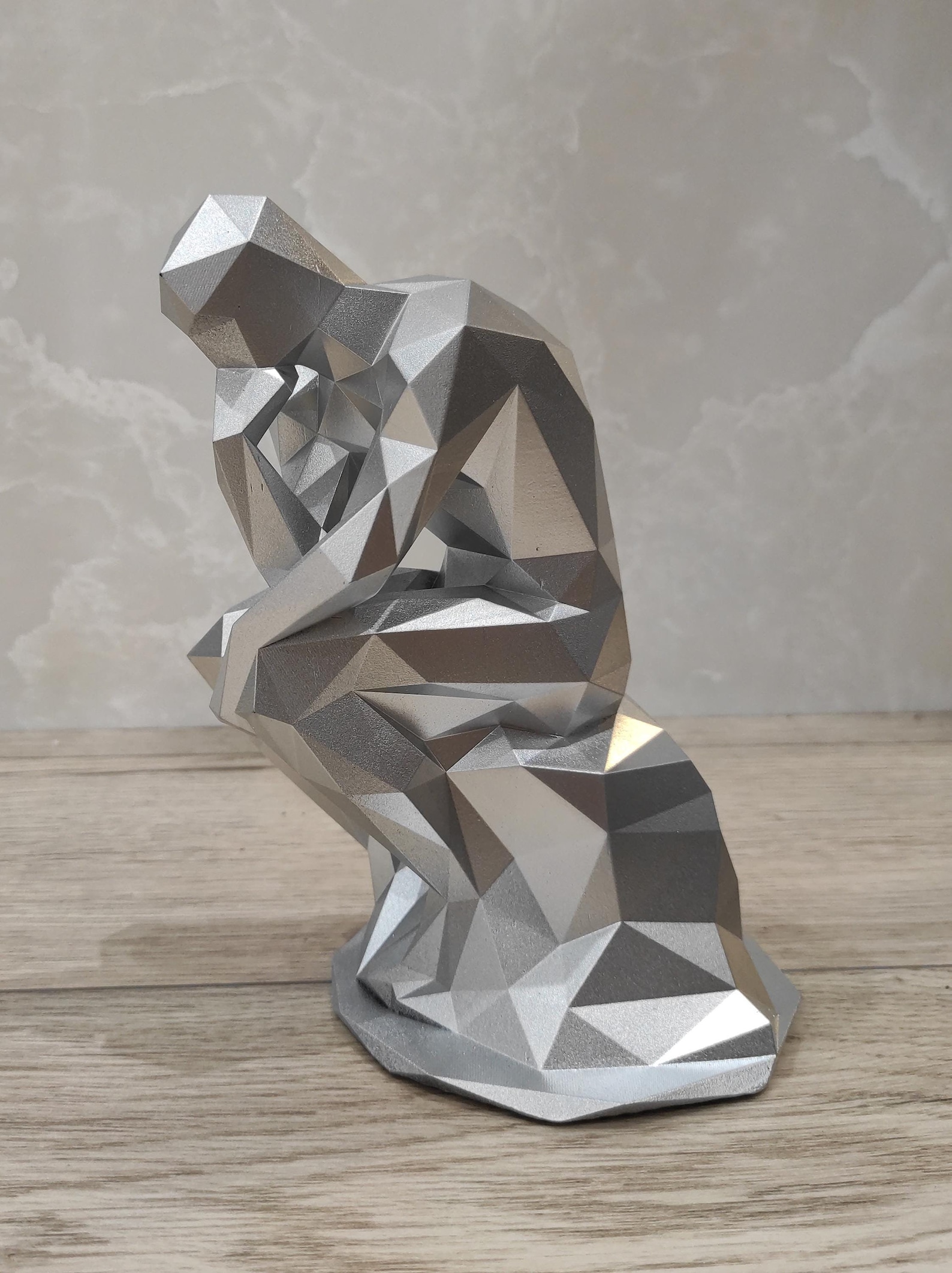 Geometric Thinker Statue: Rodin-inspired 3D Resin Print - Etsy