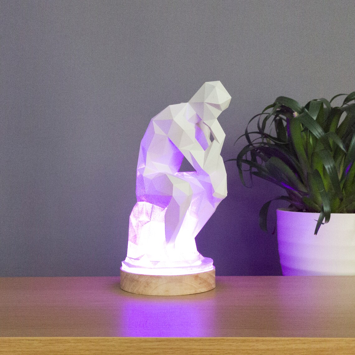 The Thinker Desk LED Lamp With Remote 3D Printed Colour - Etsy