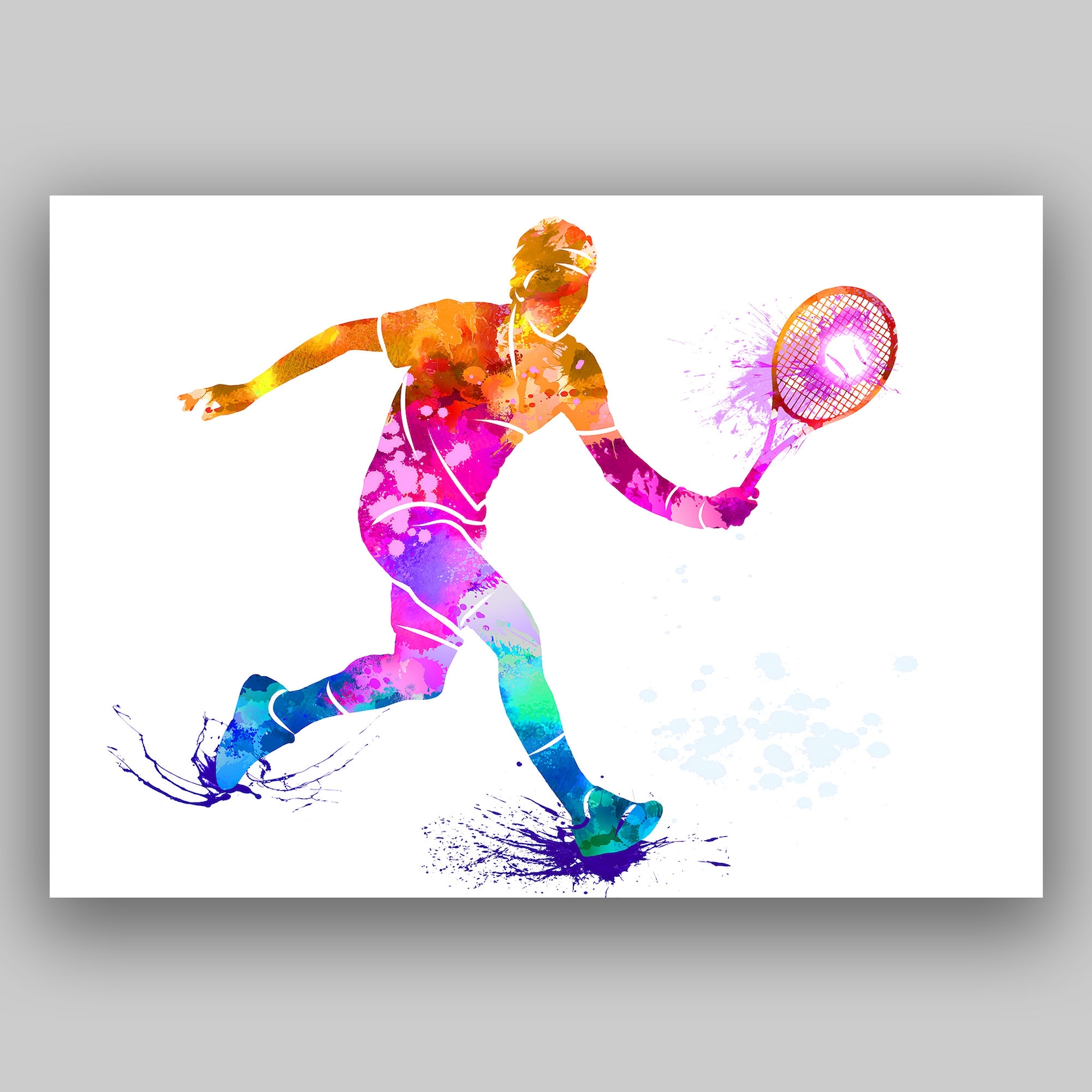 Tennis Player Man Boy Watercolor Printtennis Gift Sport Wall - Etsy
