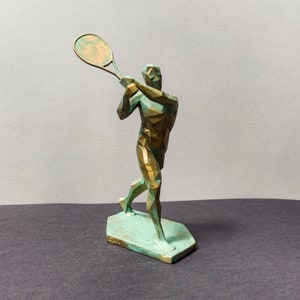 Unique Geometric Tennis Player Figurine 7.5 Inch Male Athlete Sculpture ...