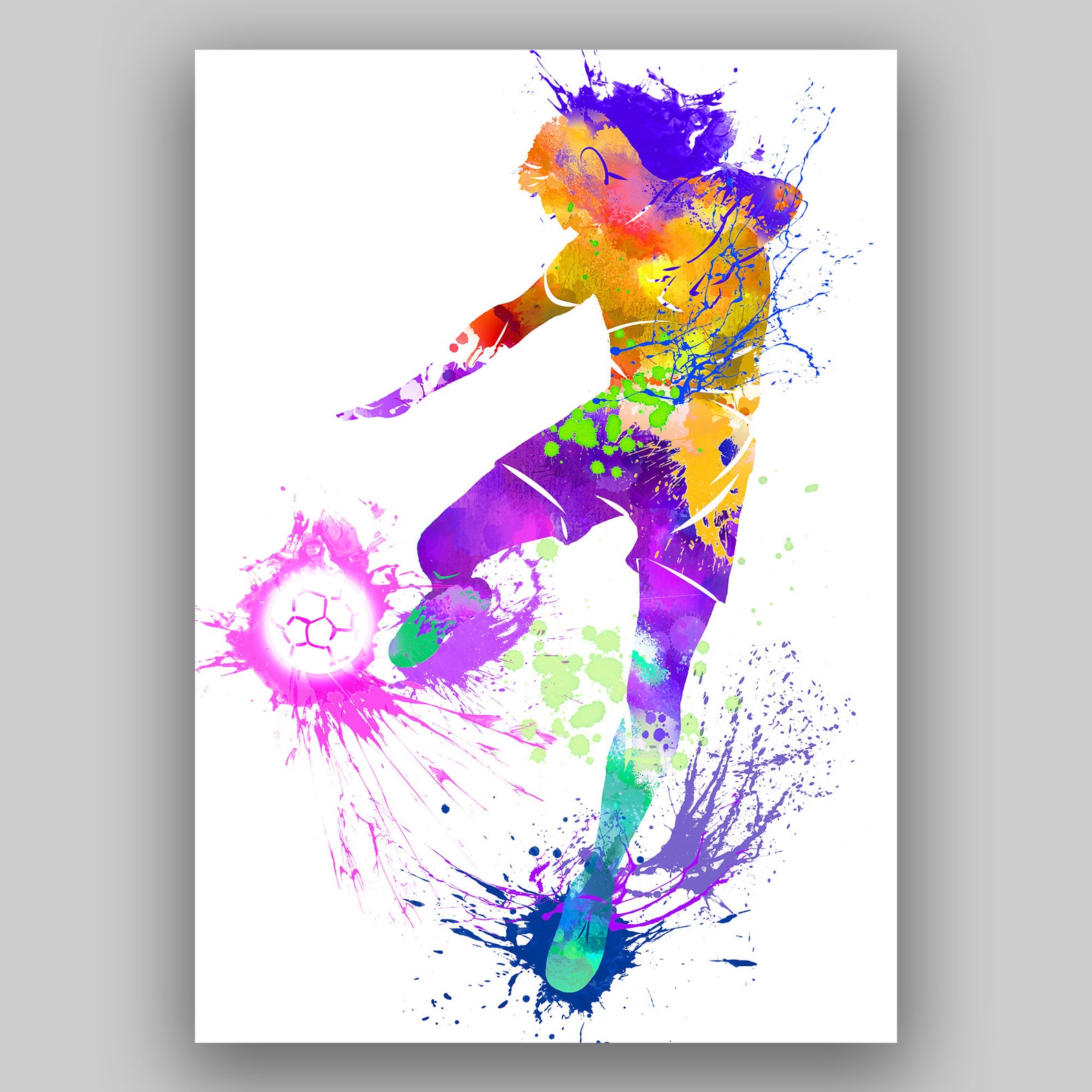 Soccer Player Watercolor Print Football Poster Soccer Decor - Etsy