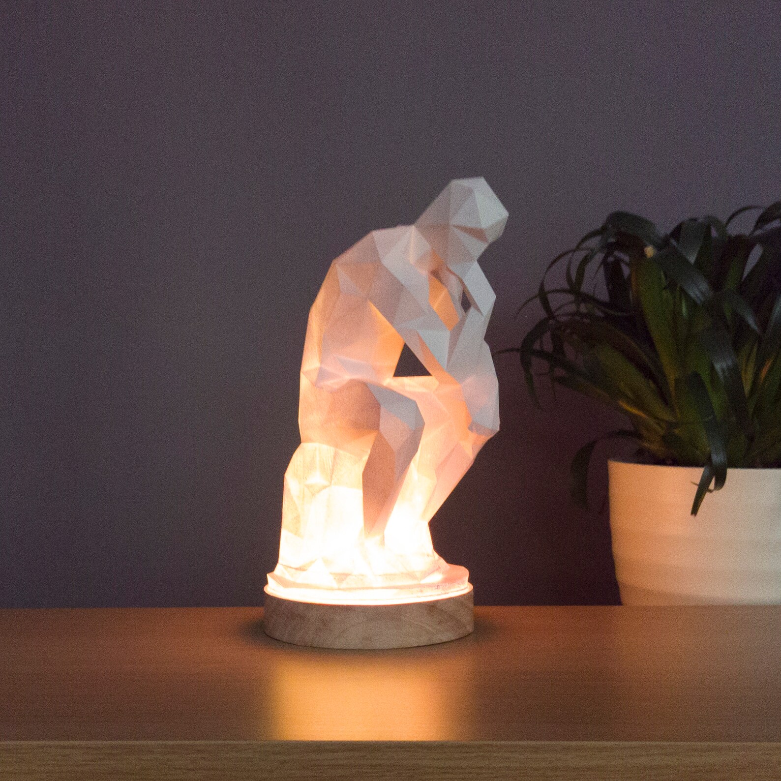 The Thinker Desk LED Lamp With Remote 3D Printed Colour - Etsy