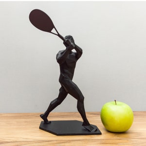 Unique Geometric Tennis Player Figurine 7.5 Inch Male Athlete Sculpture ...
