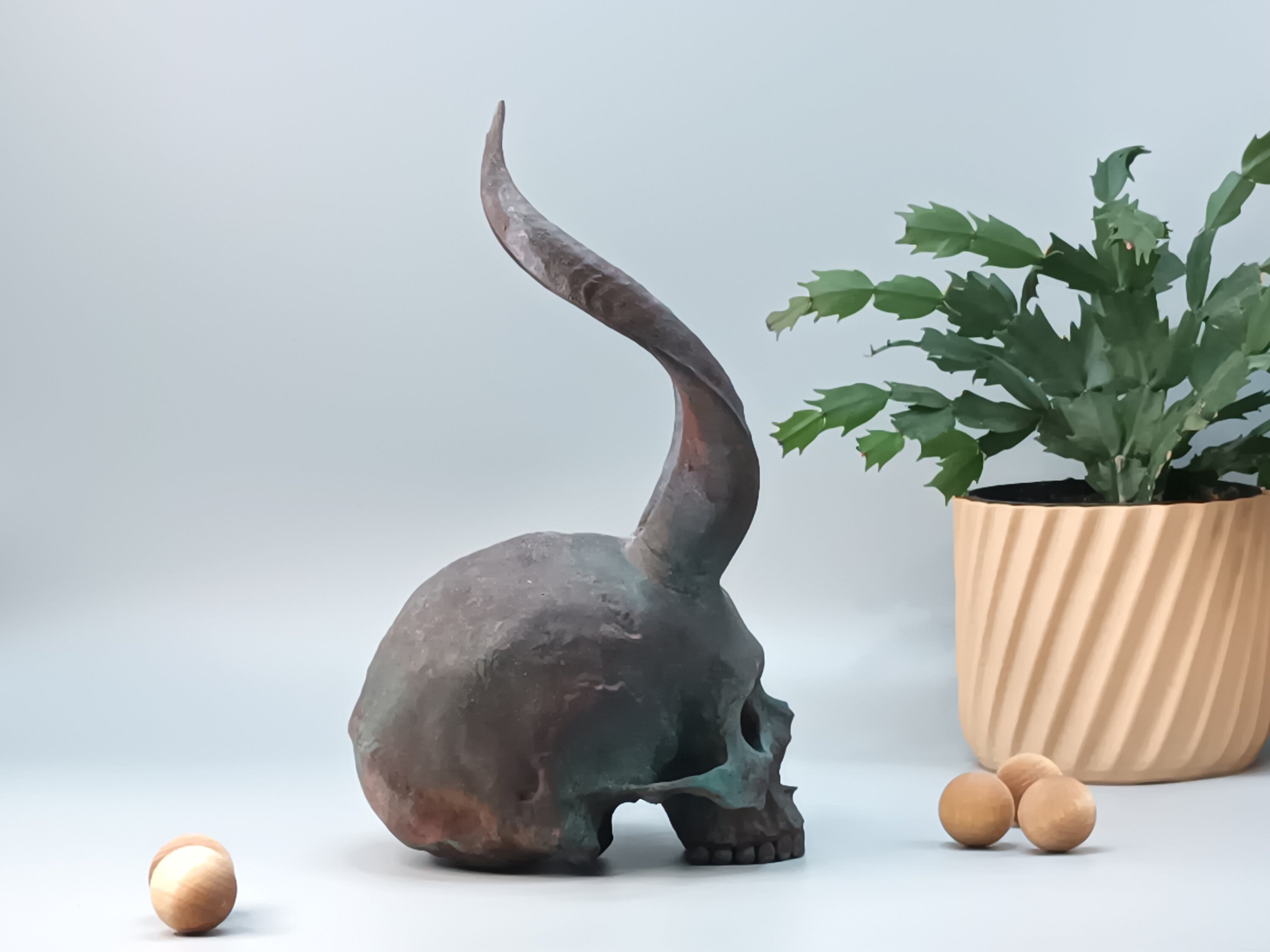 Black Horned Human Skull: 3D Printed Gothic Decor - Etsy