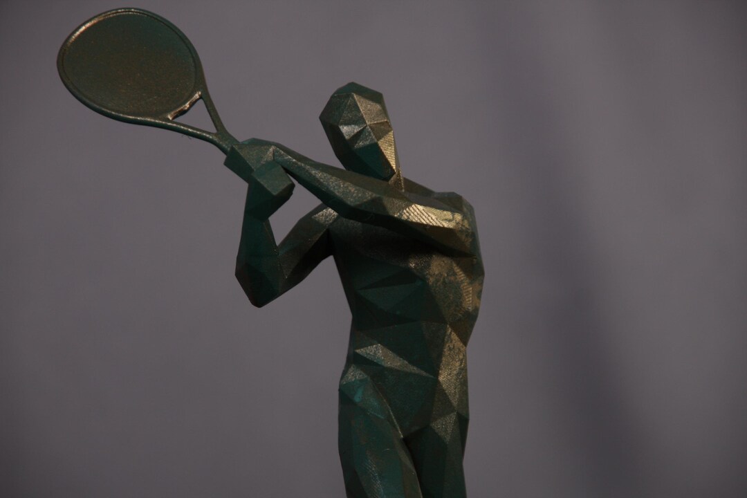 Geometric Tennis Player Figurine - 7.5 Inch Male Athlete Sculpture for ...