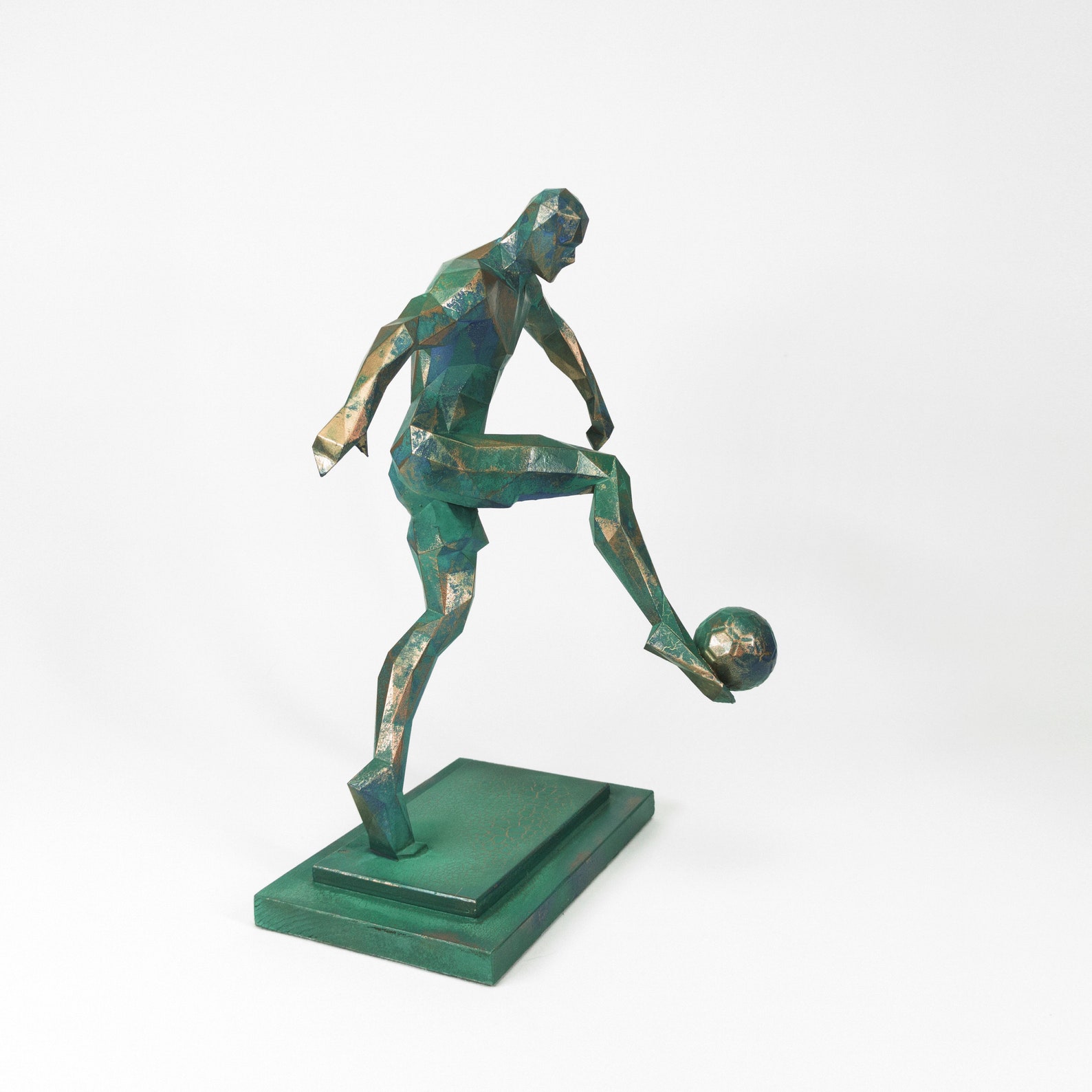 Soccer Player Figurine Geometric Footballer Sculpturemale - Etsy