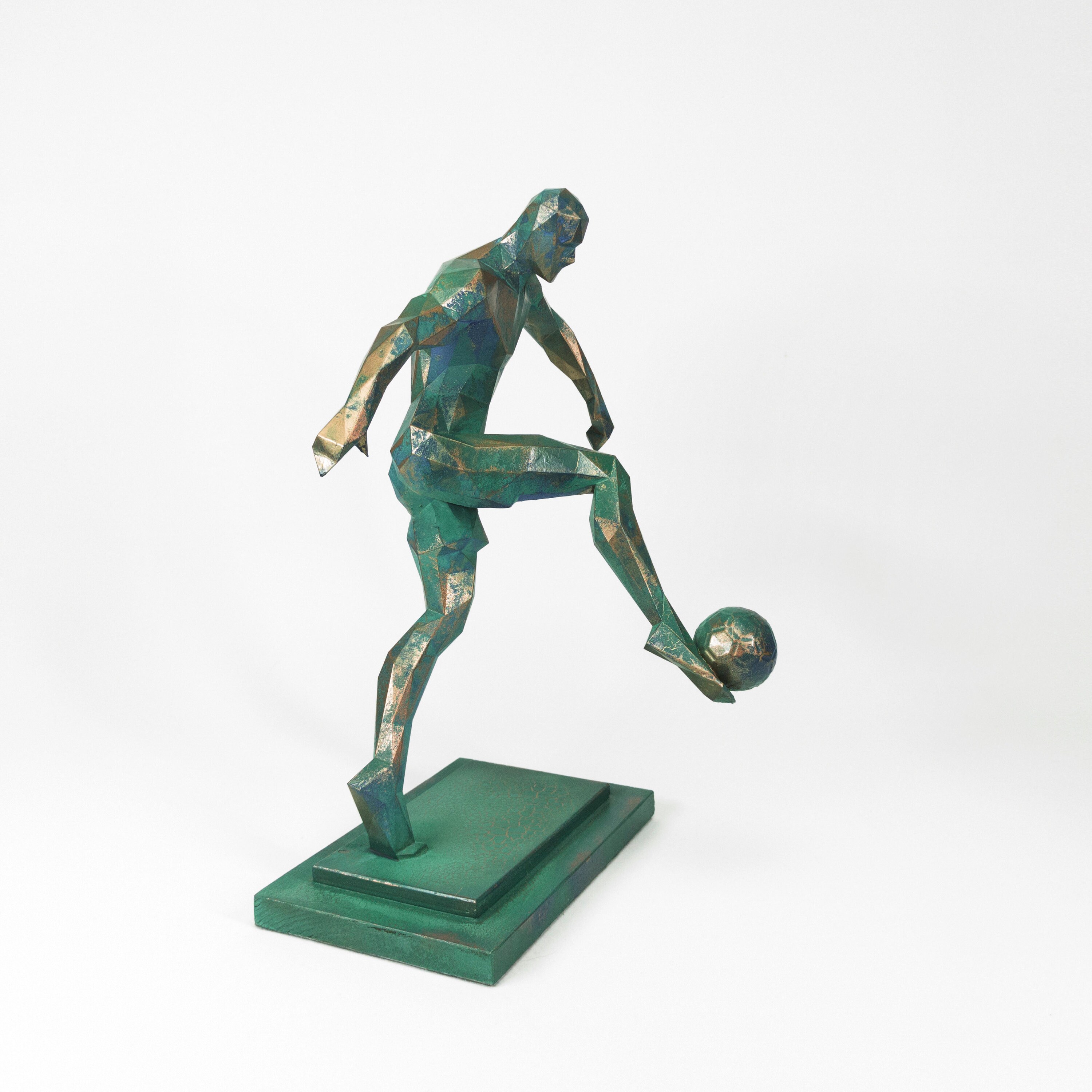 Soccer Player Figurine Geometric Footballer Sculpturemale - Etsy