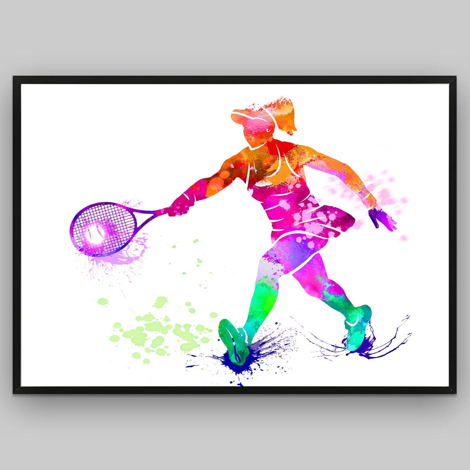Girl Tennis Player Watercolor Art Print Tennis Sport Art Wall Hanging ...
