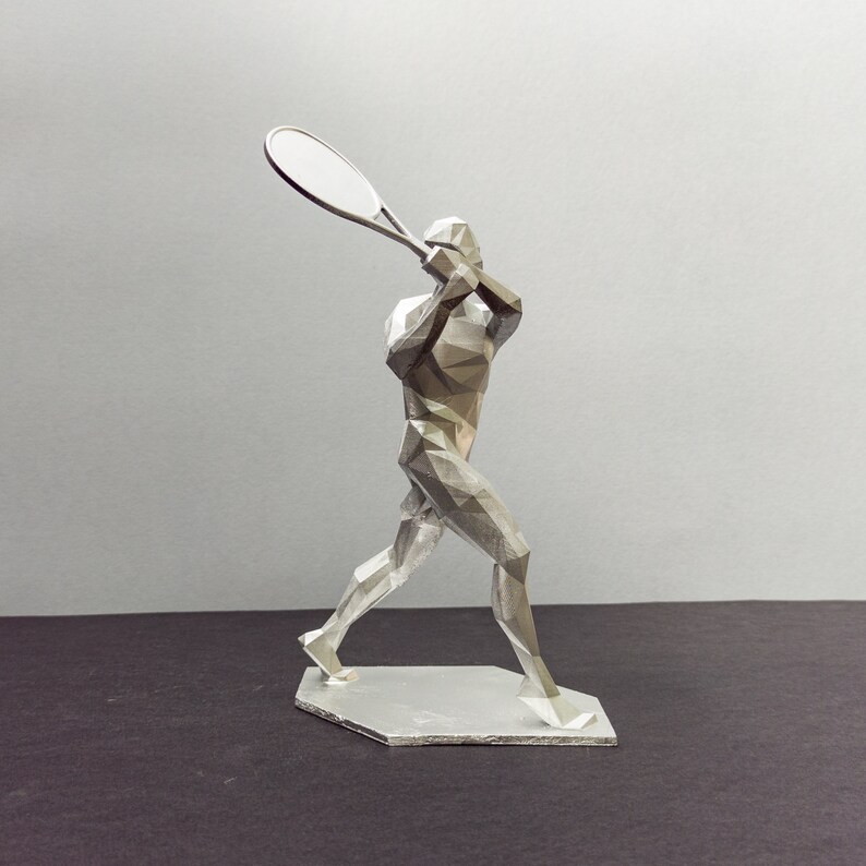Unique Geometric Tennis Player Figurine 7.5 Inch Male - Etsy
