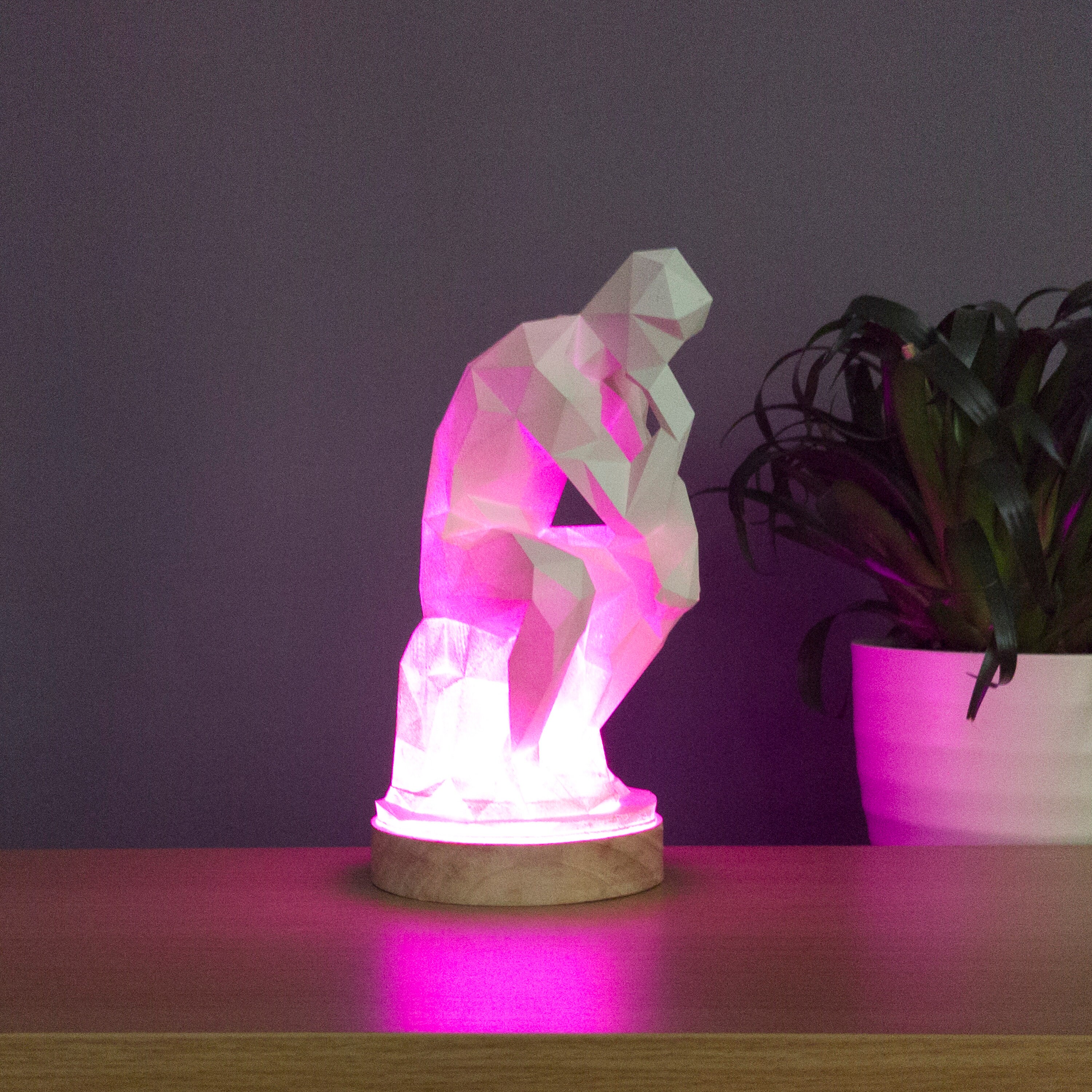 3D Printed Thinker Desk Lamp: Color Changing LED, Modern Art Decor - Etsy