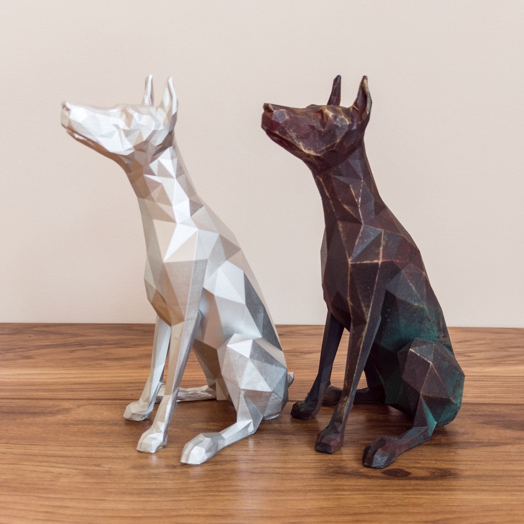 Hand-painted Low Poly Doberman Figurine: 3D Printed Dog Sculpture - Etsy
