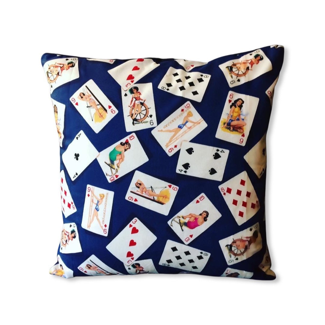 Pin up Girls on Playing Cards Cushion - Etsy