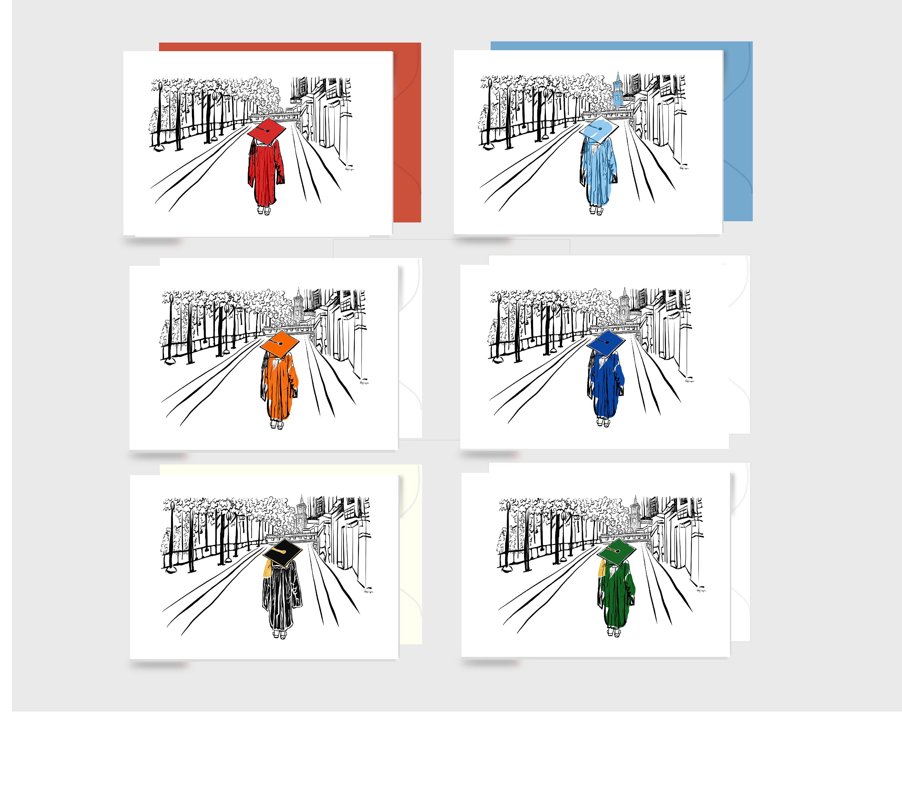 Blue Cap & Gown Graduation Card, 5x7 Inch, High School University ...