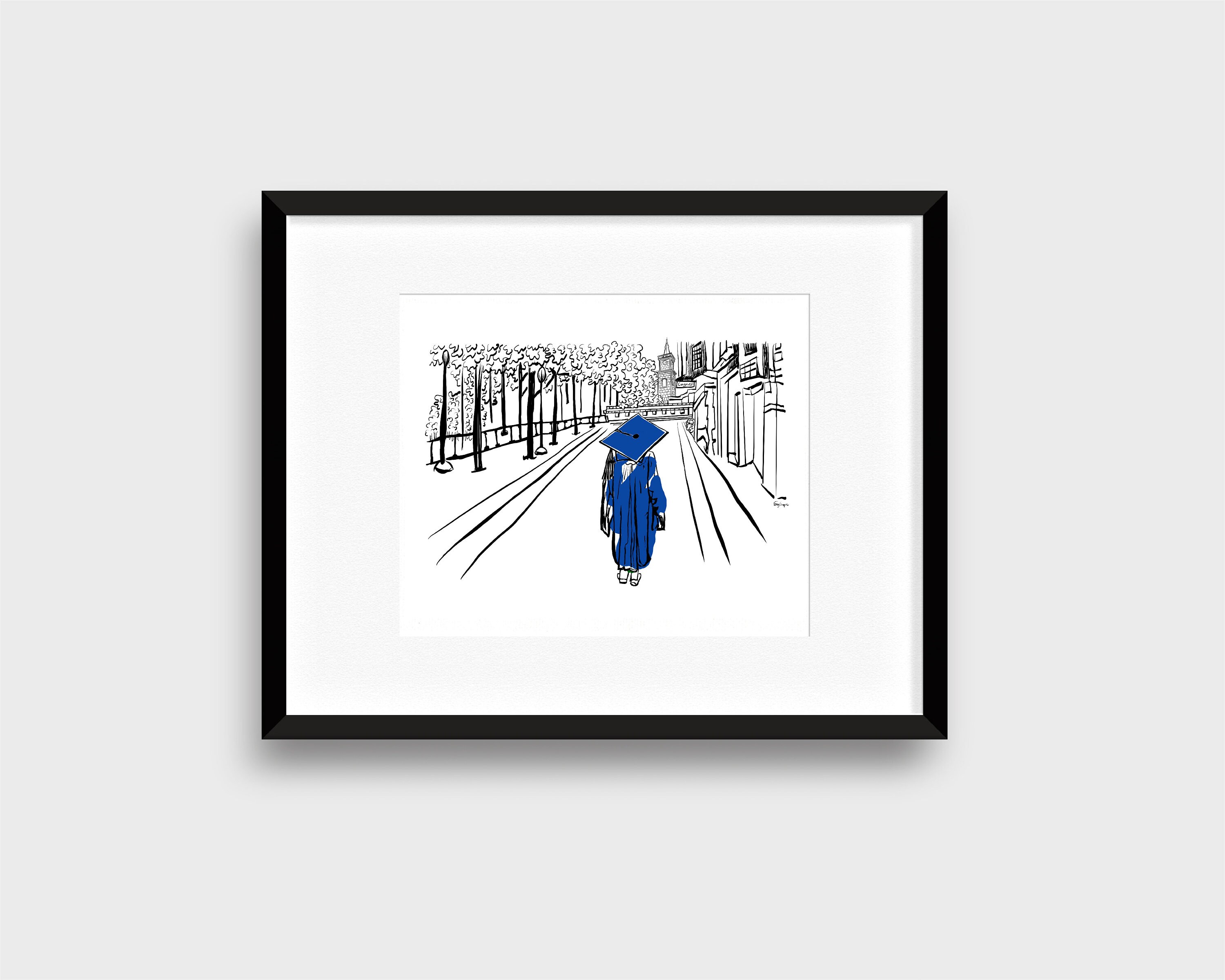 Dark Blue Graduation Gift Art Print, Small, 8x10 Inch, Home Office ...