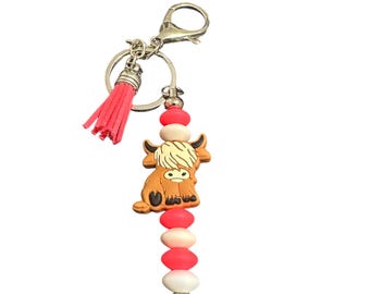 Highland Cow Beaded Keychain - Etsy