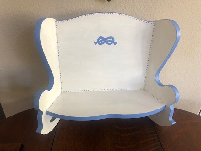White and Blue Hand Painted Wooden Rocking Doll Bench - Etsy