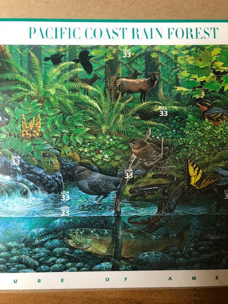 Pacific Coast Rainforest Nature of America Full Pane of - Etsy