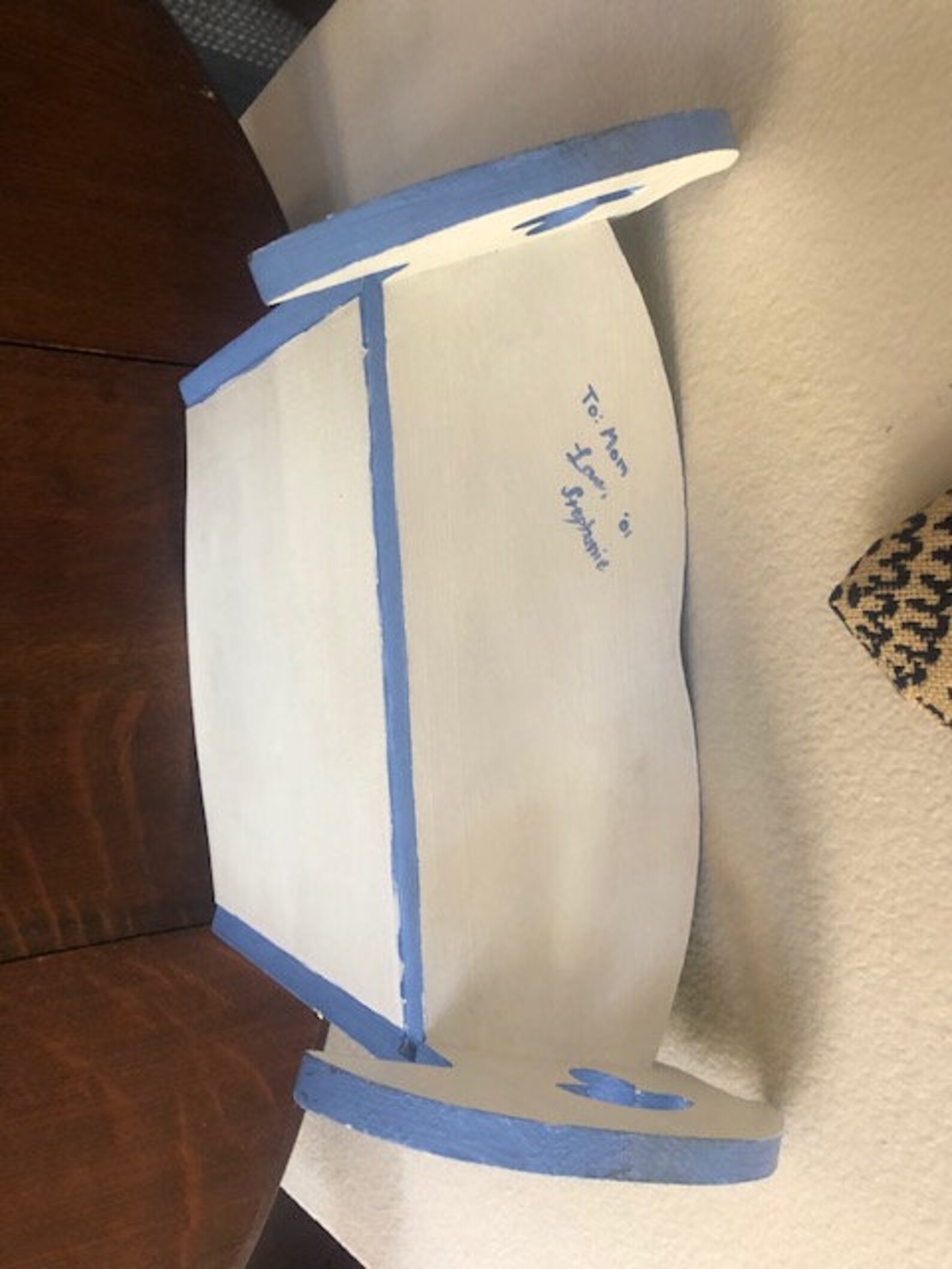 White and Blue Hand Painted Wooden Rocking Doll Bench - Etsy