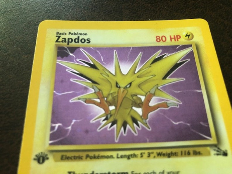Pokemon Zapdos Edition 1 Holographic Card, Wizards of the Coast, 1999 ...