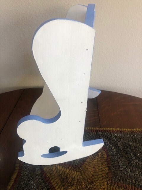 White and Blue Hand Painted Wooden Rocking Doll Bench - Etsy