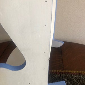 White and Blue Hand Painted Wooden Rocking Doll Bench - Etsy