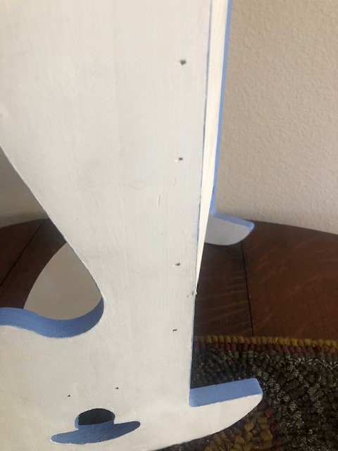 White and Blue Hand Painted Wooden Rocking Doll Bench - Etsy