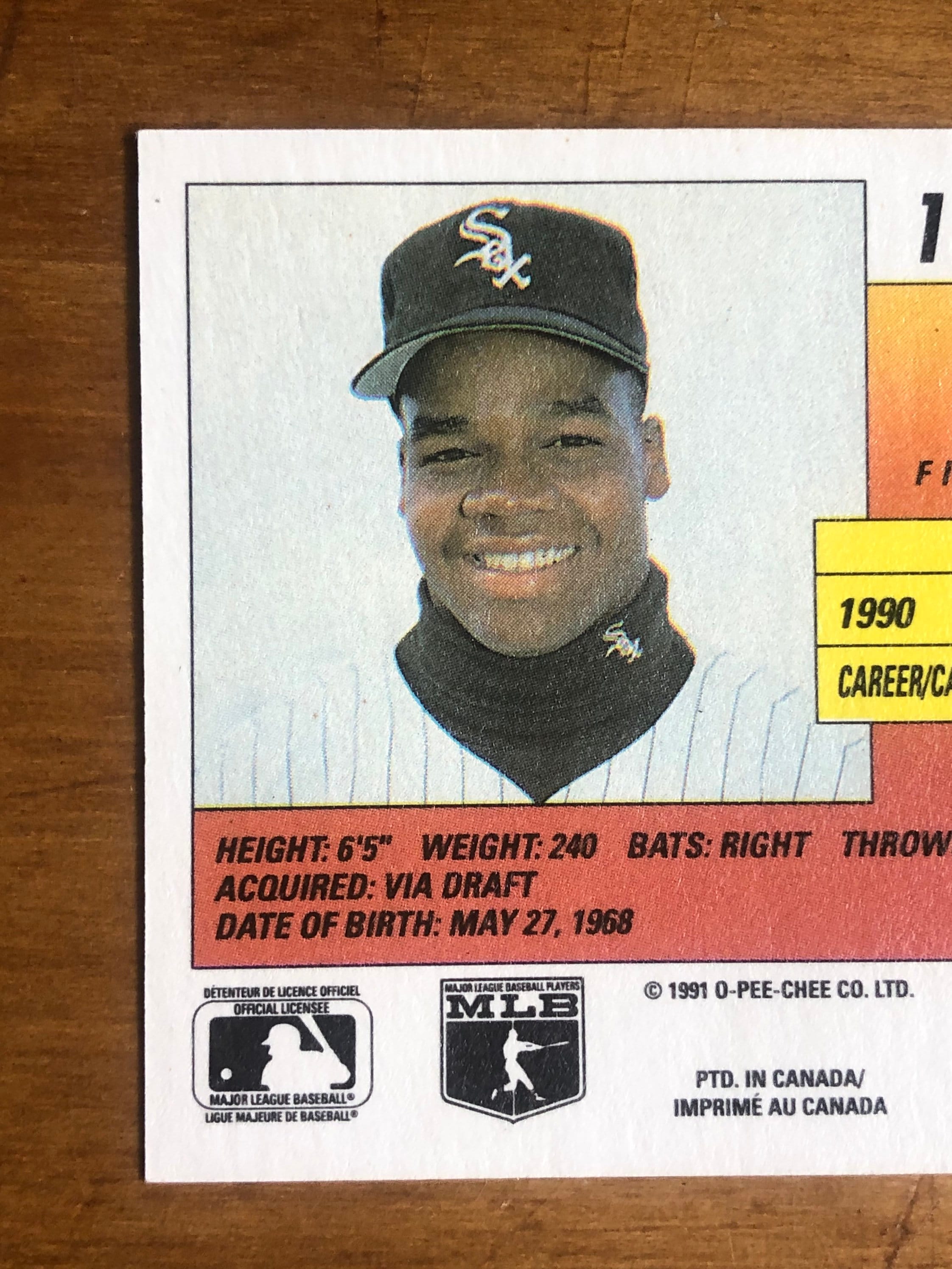 1991 O-pee-chee Premier Frank Thomas White Sox First Base Baseball Card ...