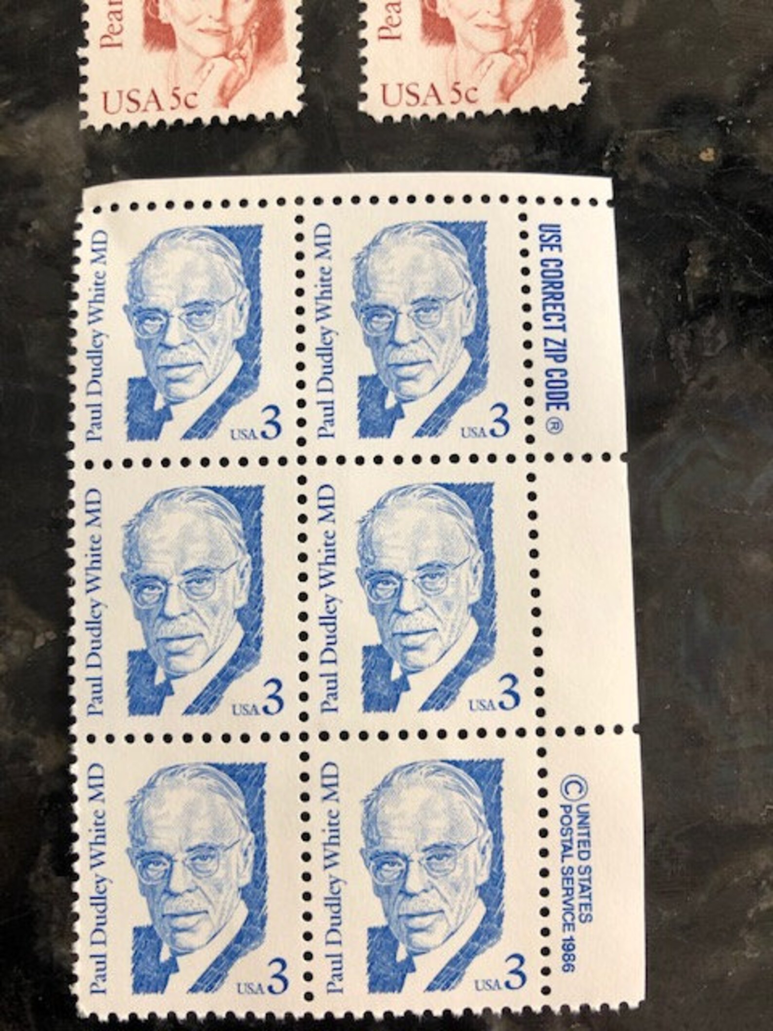 10 Collectible U.S. Postage Stamps, Pearl Buck 5 Cent, Locomotive 1870 ...