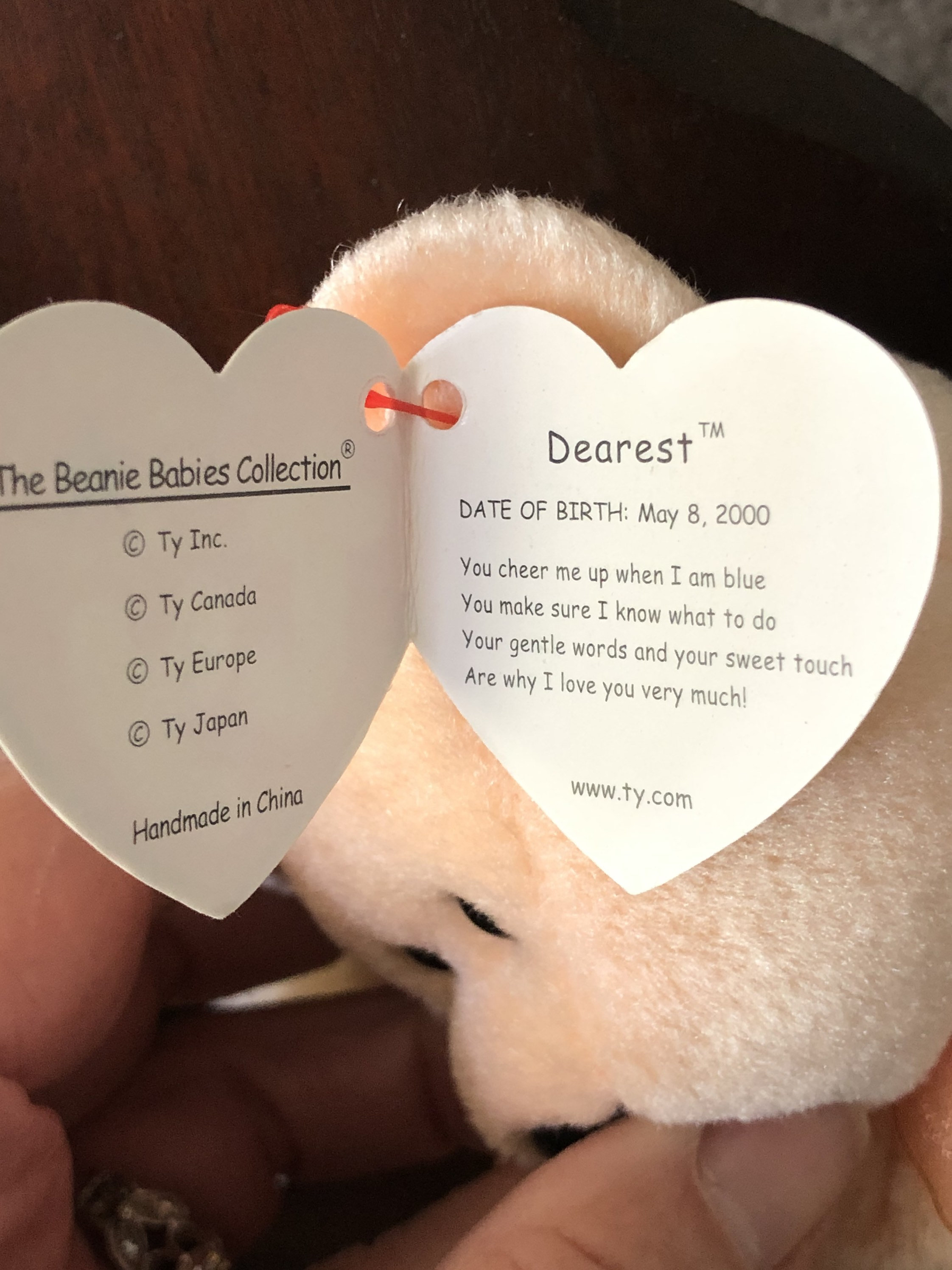 Vintage Ty Beanie Baby Dearest Bear, Mother's Day Beanie Baby ...