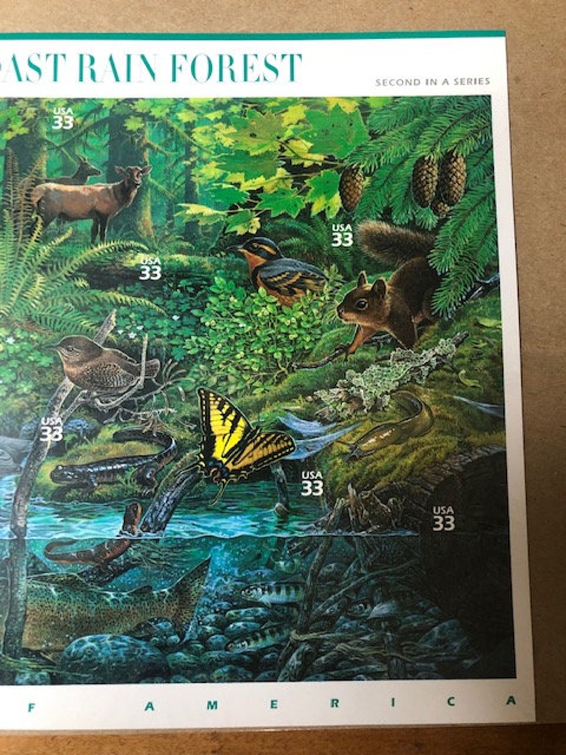 Pacific Coast Rainforest Nature of America Full Pane of - Etsy