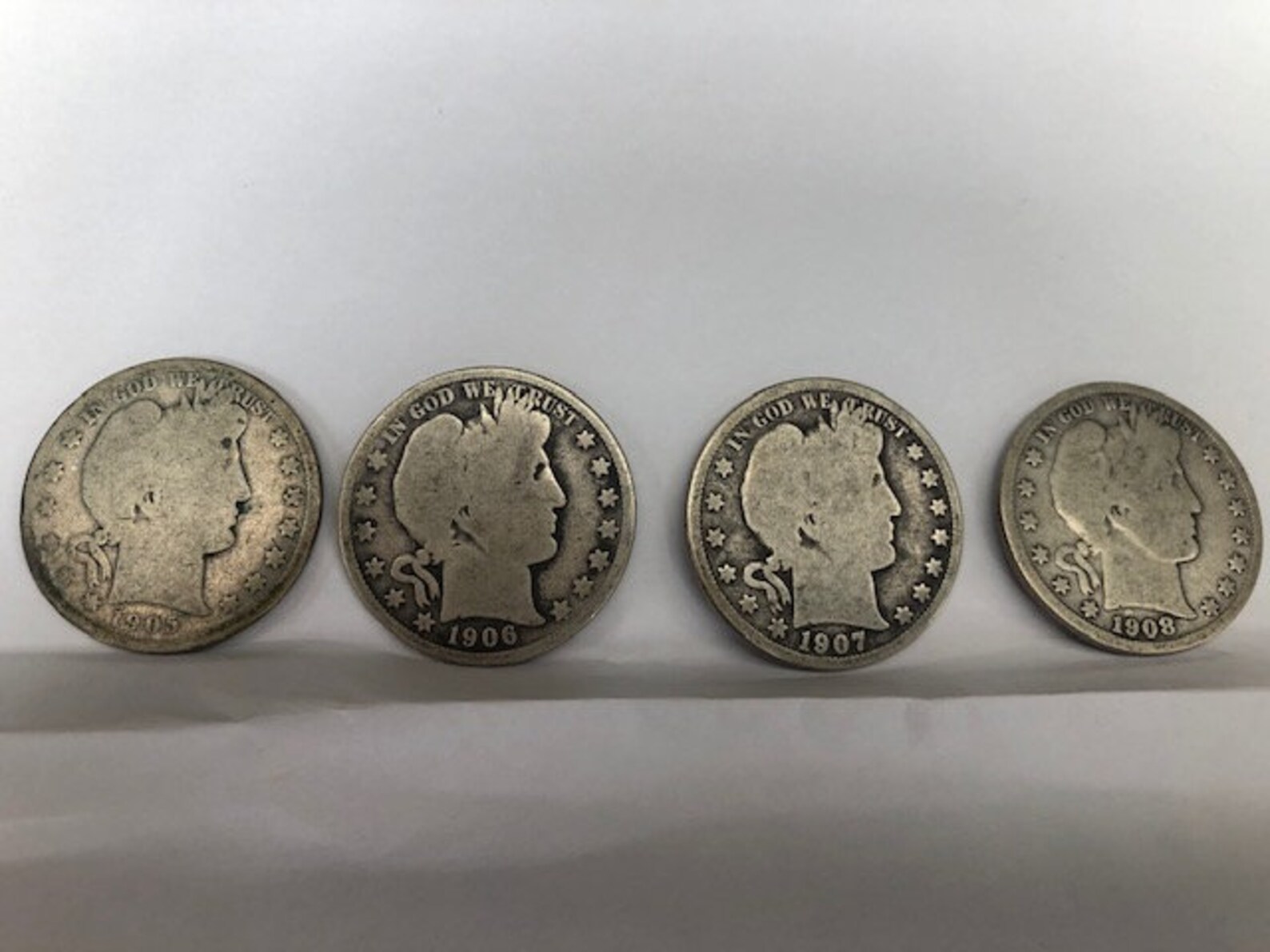 Four Genuine Barber Silver Half Dollars 1905 S 1906 D 1907 | Etsy