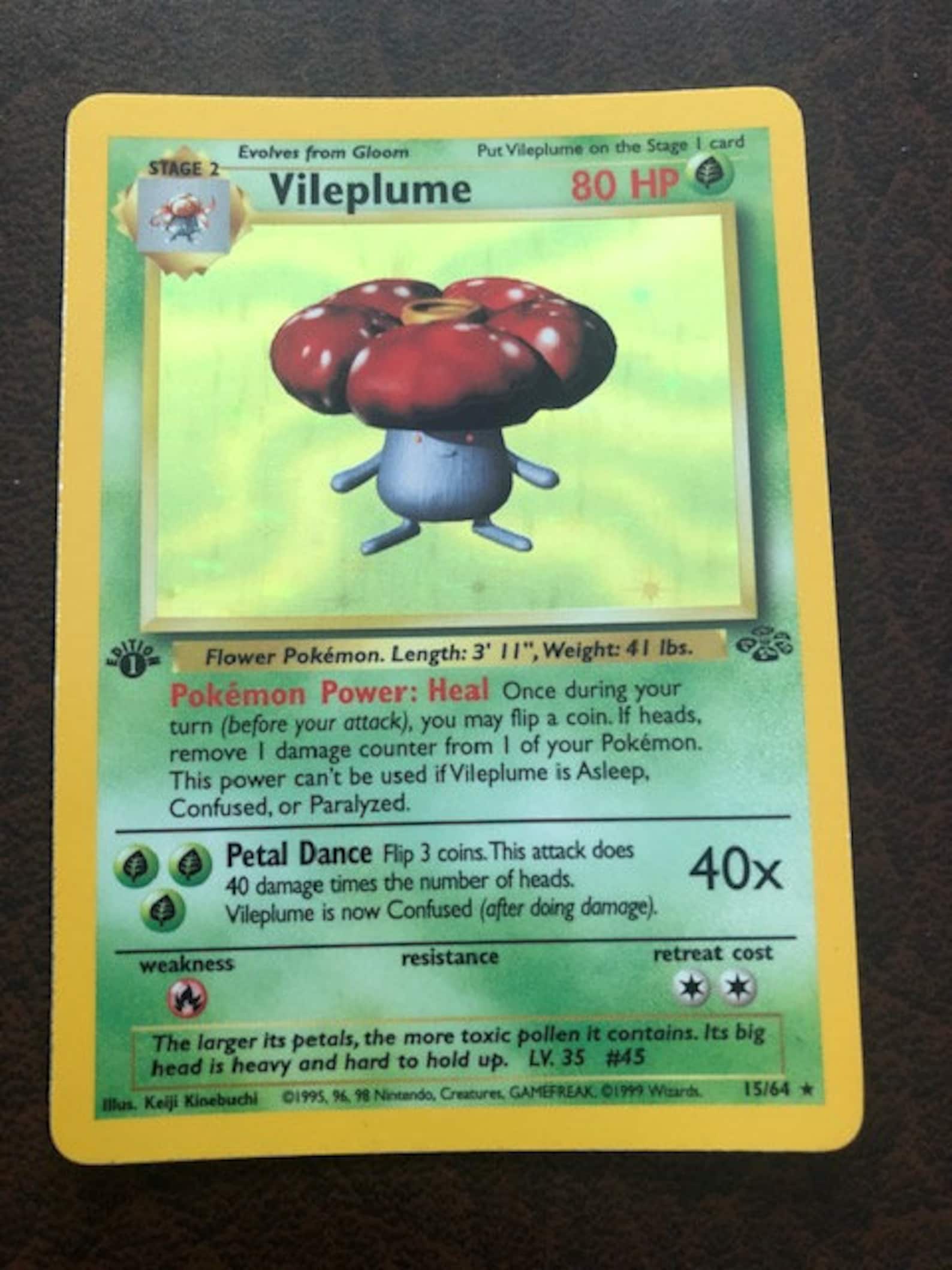 Vintage Pokemon Vileplume Holographic Edition 1 Card, Wizards of the ...