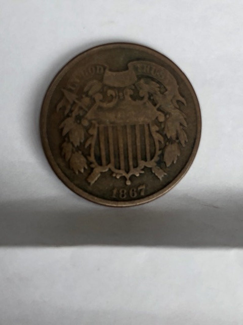 Genuine 1867 U.S. 2 Cent Piece, Collectible 2 Cent Copper Coin - Etsy
