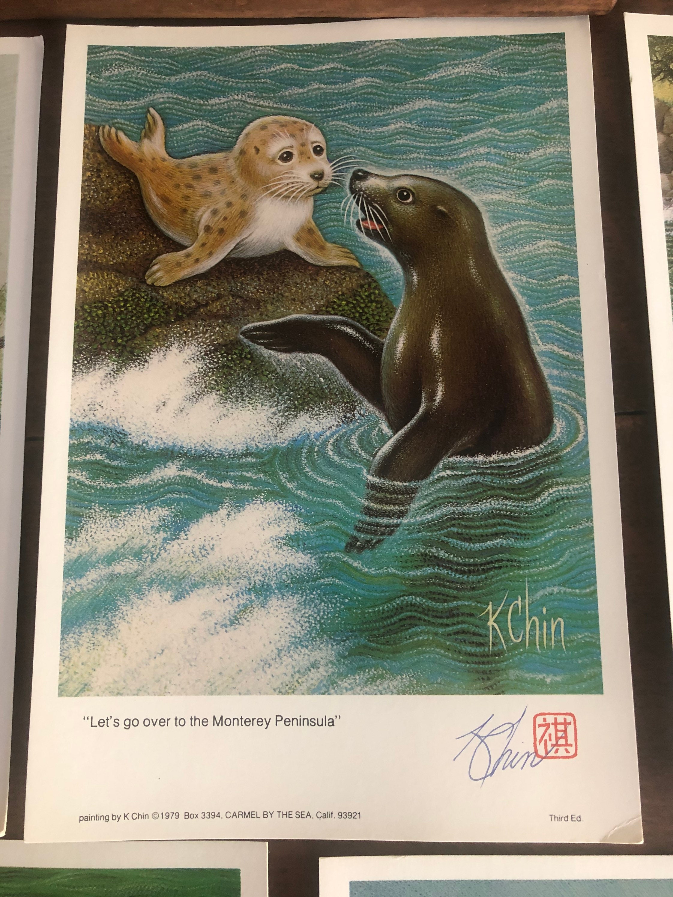 Five Vintage Signed K Chin Cards Circa 1980 Monterey - Etsy