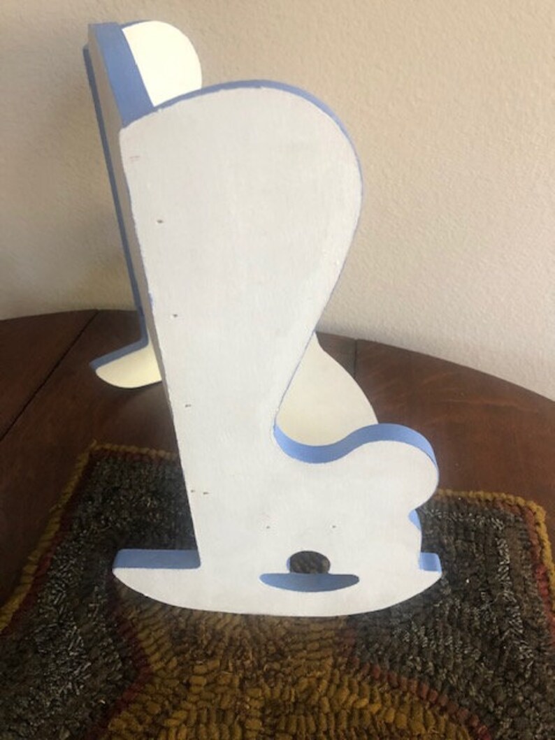 White and Blue Hand Painted Wooden Rocking Doll Bench - Etsy