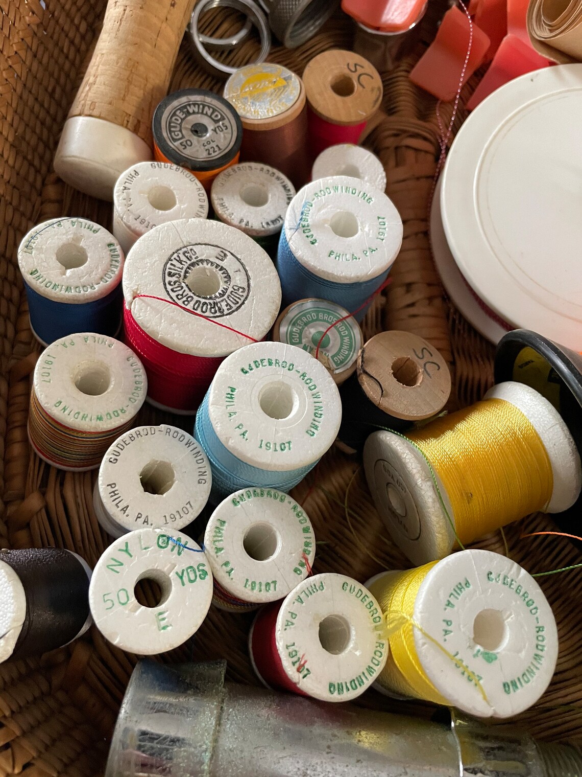 Vintage Fishing Spools of Rod Winding Fly Tying Thread and - Etsy