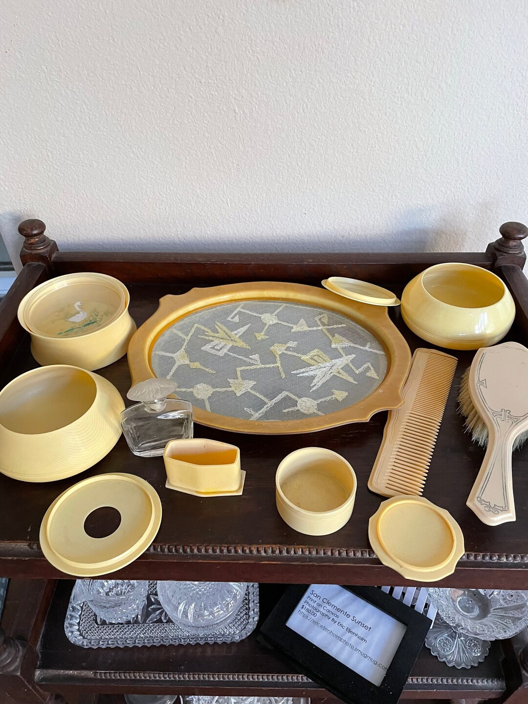 Vintage 1940's Ivory Dubarry Py-ra-lyn Celluloid Dresser Set, 14 Piece ...